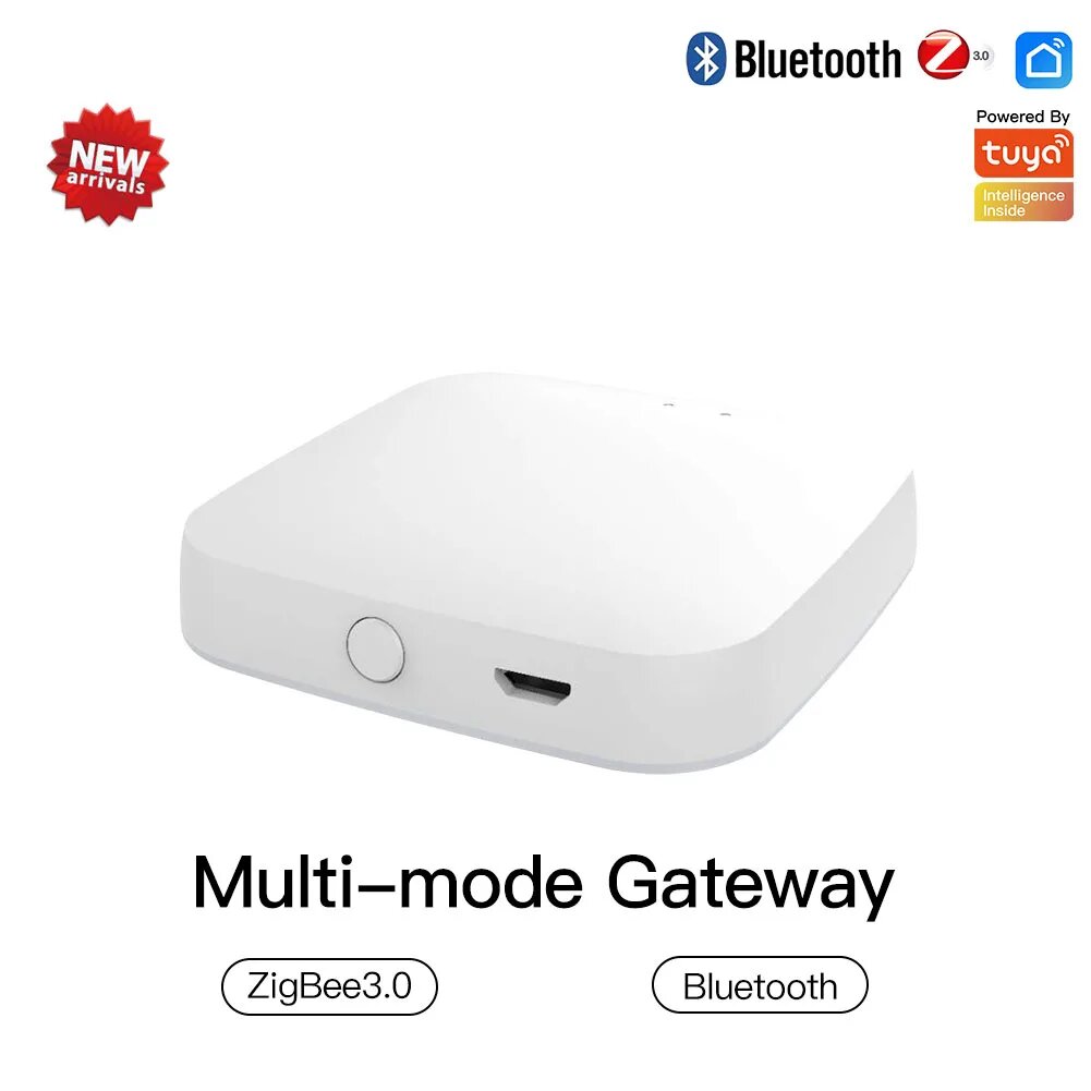Мультимодальный смарт-шлюз MOES ZigBee WiFi Bluetooth Mesh Hub, совместимый с приложением Tuya Smart, с голосовым управлением через Alexa Google Home-Мультимодальный шлюз
