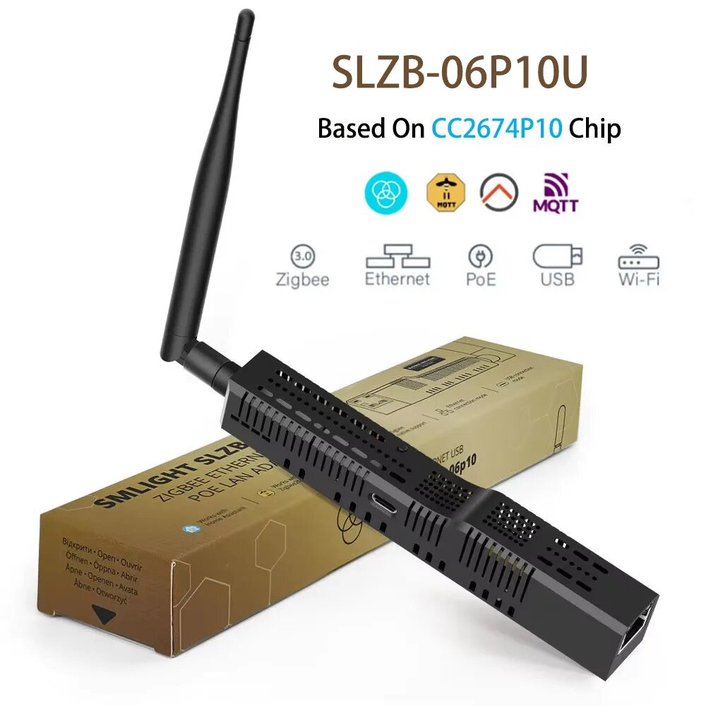 SMLIGHT SLZB-06/M/P7 шлюз-координатор Zigbee 3.0 с поддержкой Ethernet, USB и WiFi с PoE, совместимый с Zigbee2MQTT, Home Assistant, ZHA-SLZB-06P10U