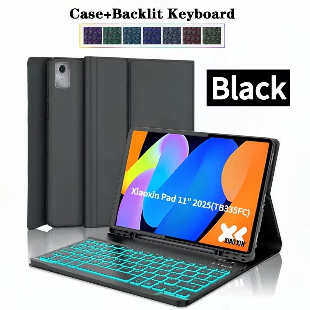 Чехол с клавиатурой для Lenovo Xiaoxin Pad 2025 11" HUAIBX Черный, Black Backlight 1, Russian
