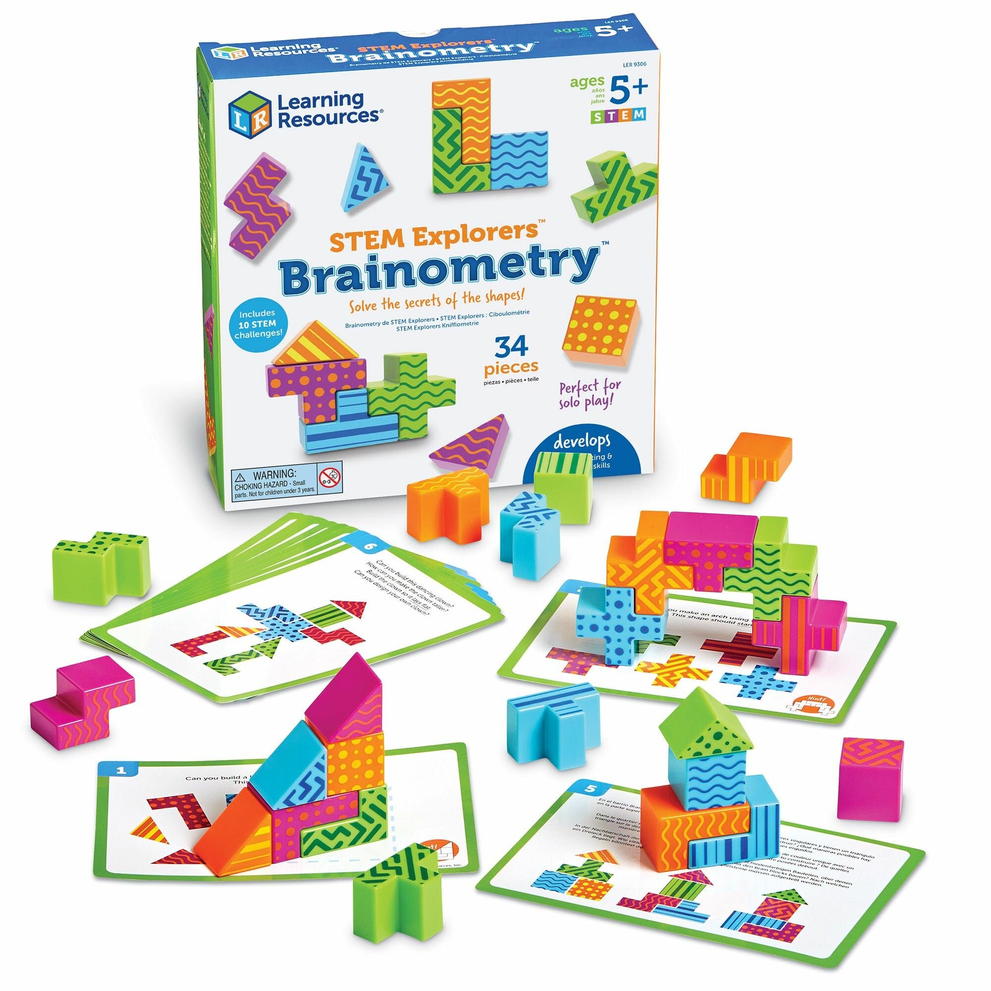 Развивающая игрушка Learning Resources - 3D-головоломка STEM Explorers Brainometry ( на англ. языке), 34 эл. - LER9306