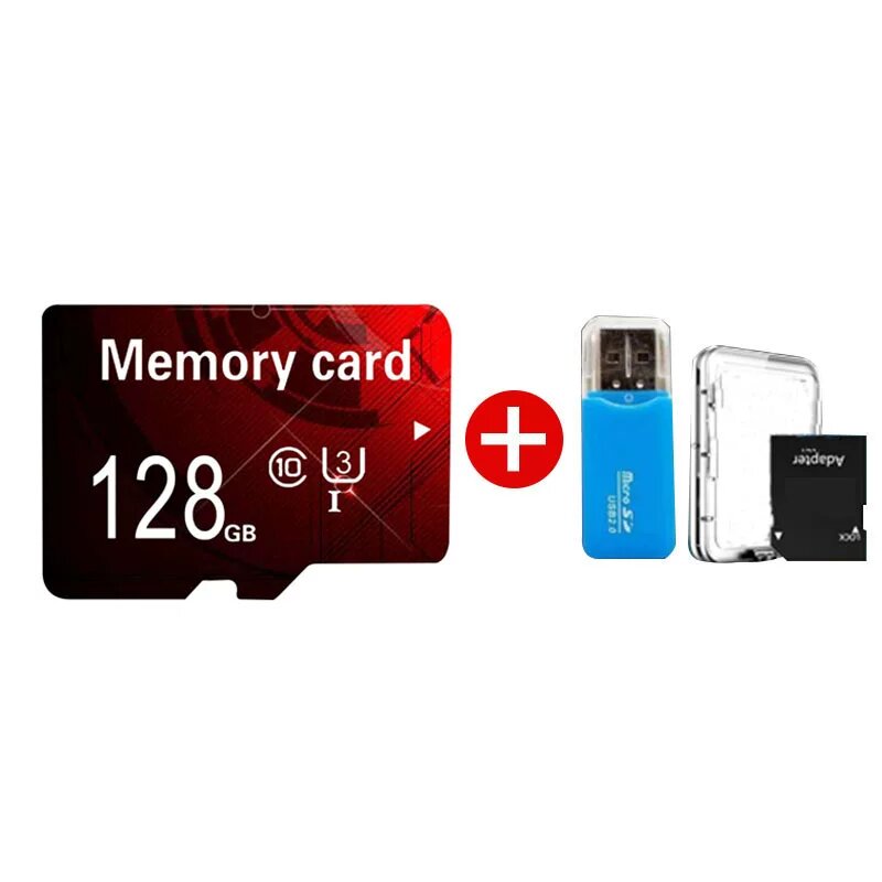 128GB Высокоскоростная карта Micro SD для смартфона и видеорегистратора, цвет красно-черный, стандартная упаковка
