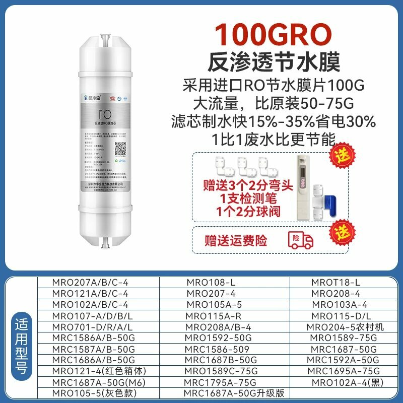 Мембрана RO 100G быстрое подключение для очистителя воды Midea MRC1586-50G MRO208A 207A M6 1 шт