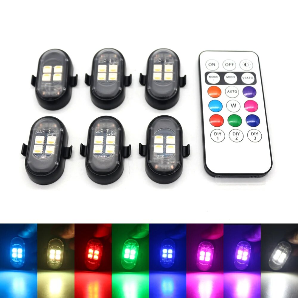 Светодиодные RGB-лампы для салона автомобиля 6x RGB