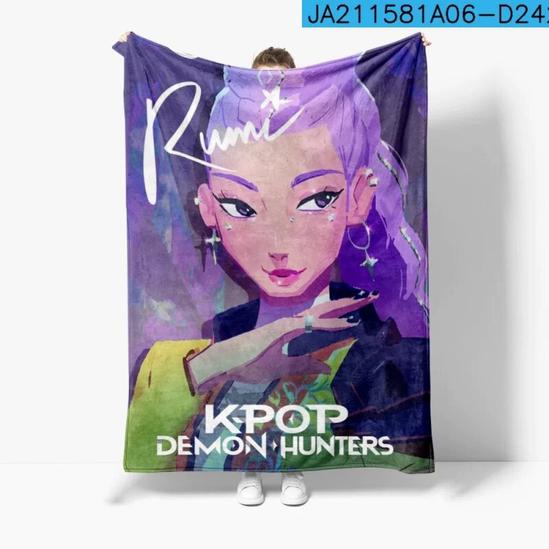 Новое 3D-покрывало с принтом K-POP Demon Slayer Girl Group, фланелевое, теплое, для сна и отдыха Тип F_XXS (80x120 см)