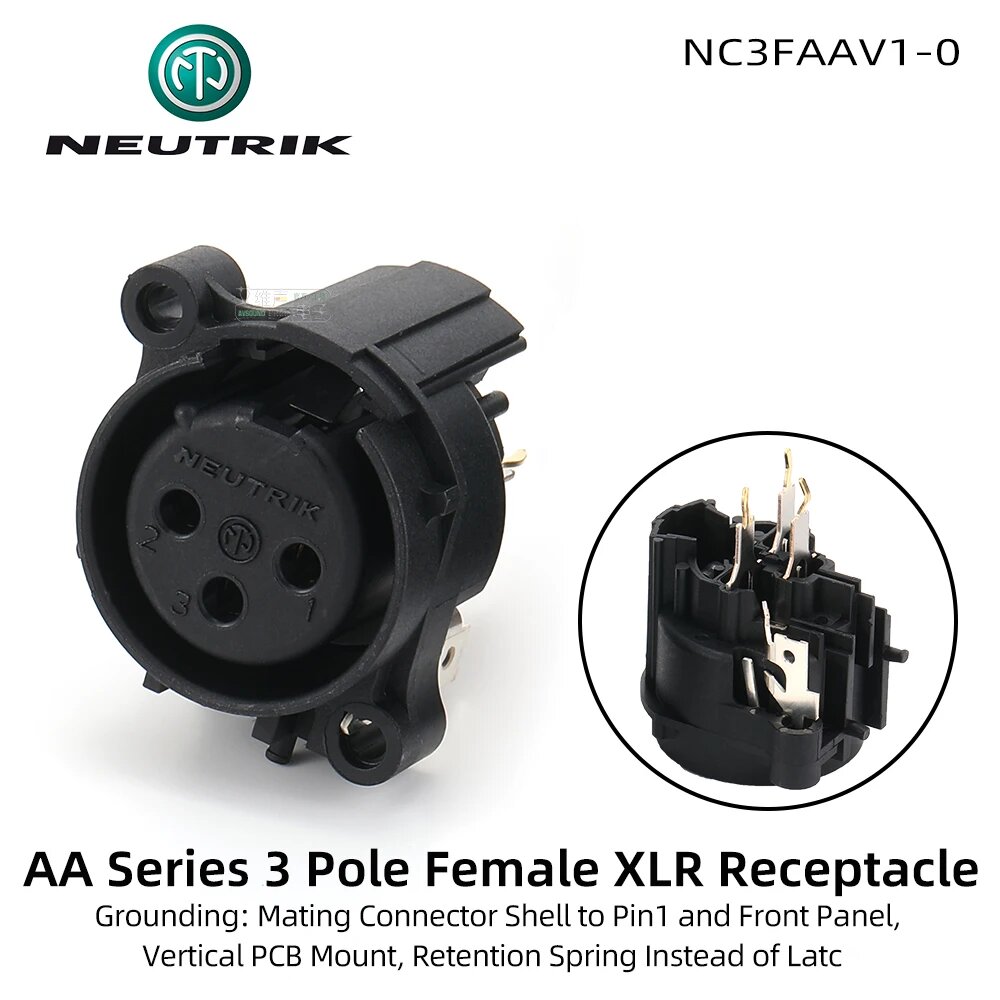 XLR женский разъем Neutrik AA Series NC3FAAV1-0 черный