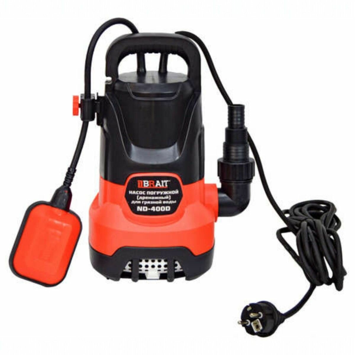 Насос дренажный погружной BRAIT ND-400D (125л/м; 400Вт; до 35 мм; макс. напор 5м; для грязной воды, пластик)