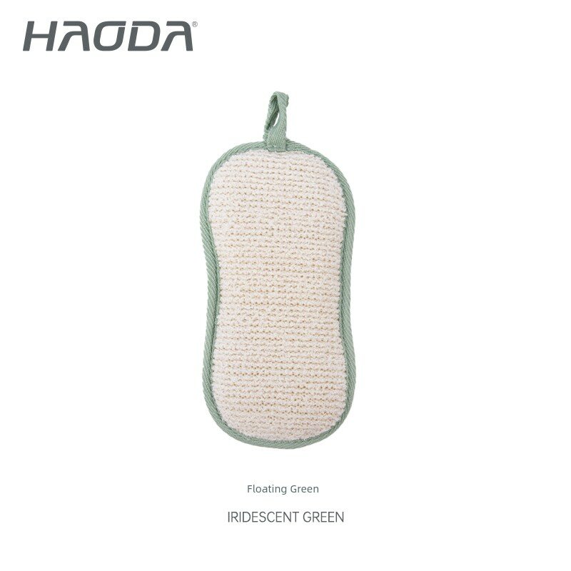Haoda Светлозеленая Двусторонняя Нежная Банная Губка для Отшелушивания Спины, Пенообразующая, Мягкая и Комфортная - 1