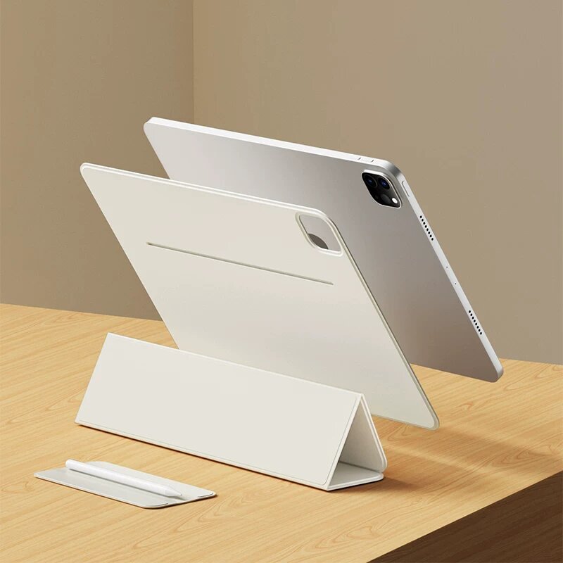 Чехол для iPad Pro 2020-2022 12,9 дюйма сливочный белый магнитный раздельный тонкий защитный чехол