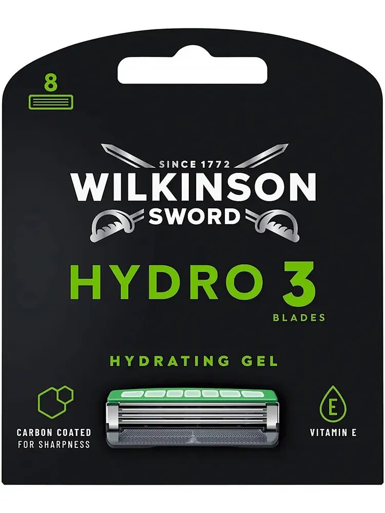 Wilkinson Sword Schick Hydro 3 Сменные кассеты (8 шт.), 3 лезвия