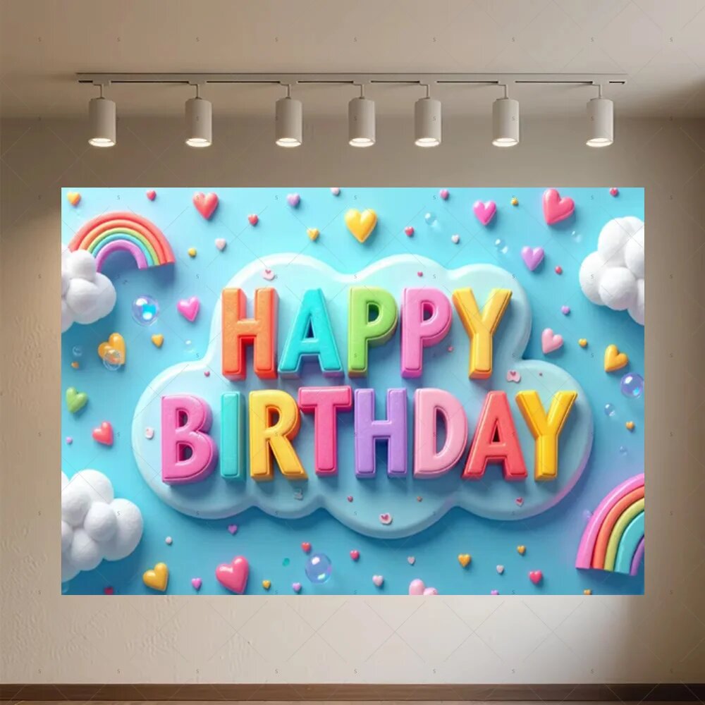 Виниловый фон для фотосессии "День рождения", 3D шар 120X90CM, qmy254-4