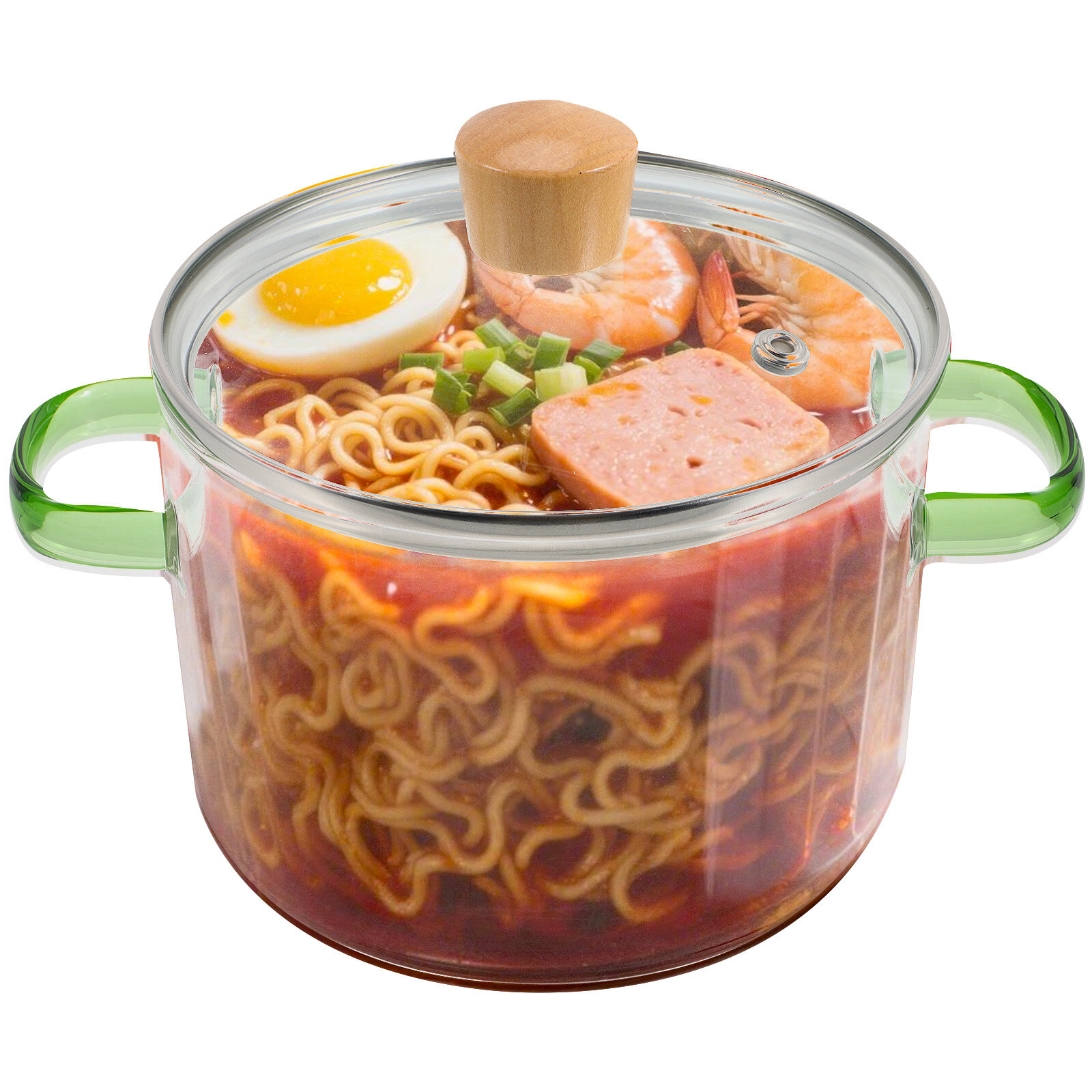 Прозрачная стеклянная кастрюля с крышкой и двойной кастрюлей для приготовления лапши Рамен, стеклянная посуда