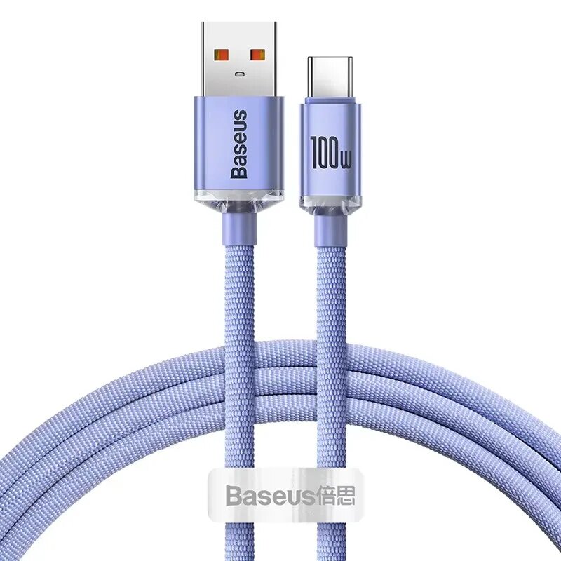 Кабель Baseus 2m USB-C - Type-C 100W фиолетовый