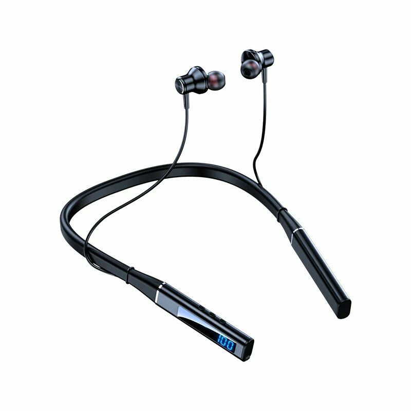 Беспроводные наушники Bluetooth с длительным сроком работы, спортивным дизайном и чехлом для зарядки — Черные