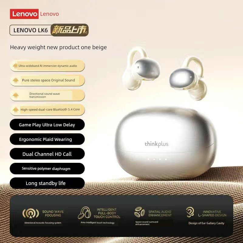 Lenovo LK6 Открытые Bluetooth наушники для спорта и бега, костная проводимость, беспроводные, не в ушах, удобная