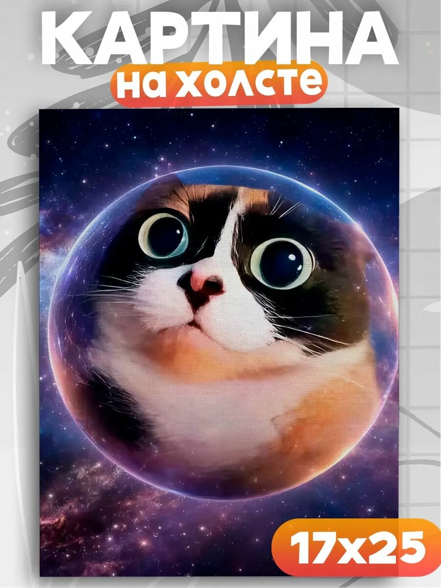 Картина на стену Котость мем Куки кот, на подрамнике, 1шт, 25х17 размер.