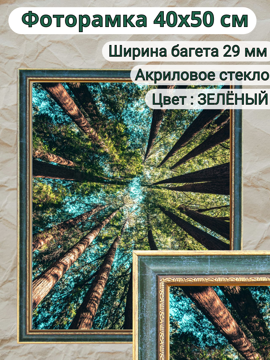 Фоторамка из пластика Муза 40х50 см зелёный ширина багета 29 мм арт 40-8-2