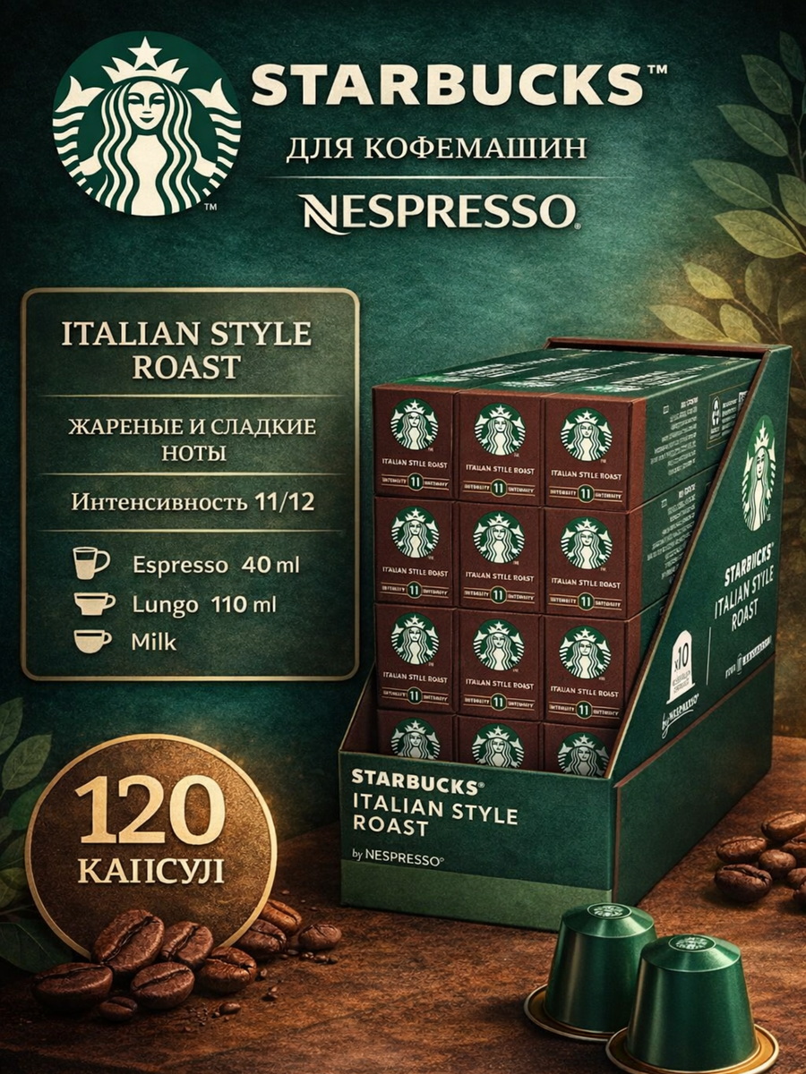 Кофе в капсулах Nespresso Capsules Italian Style (набор 12шт)