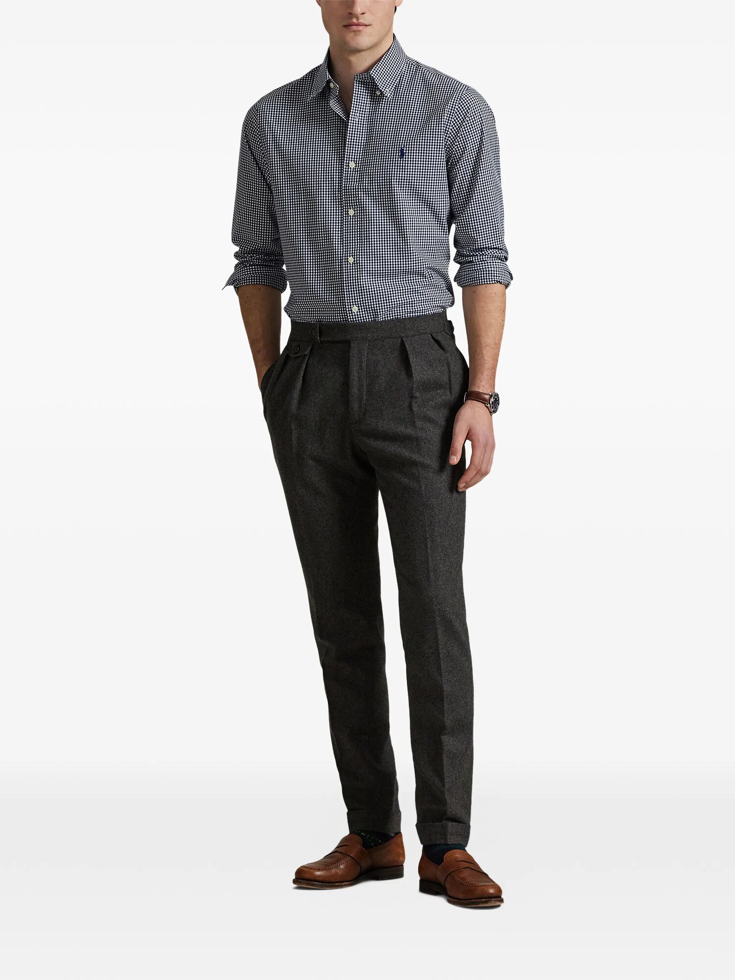 Рубашка Polo Ralph Lauren Gingham-check shirt, размер L, синий — фото 1