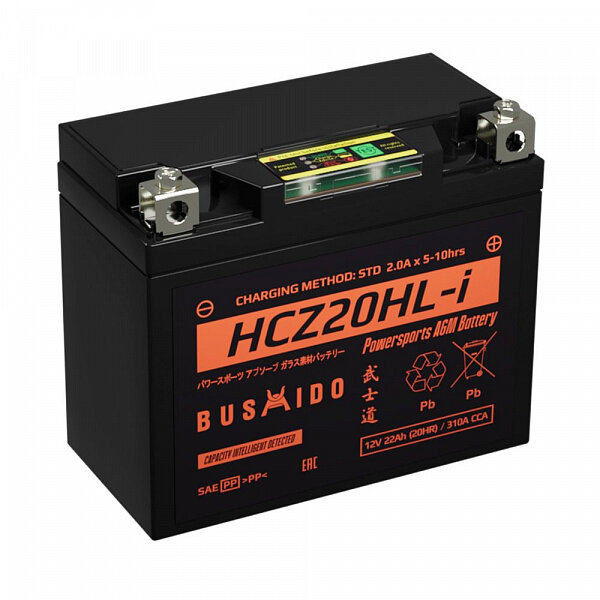 Аккумулятор мотоциклетный BUSHIDO мото HCZ20HL-i 21Ah 270A ОП (177x88x155) YT20-4L 177x88x155
