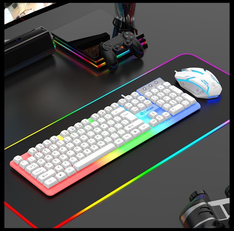 Игровой набор клавиатуры и мыши Limei GTX350 с подсветкой, USB проводной, механическое ощущение, для ПК и ноутбука
