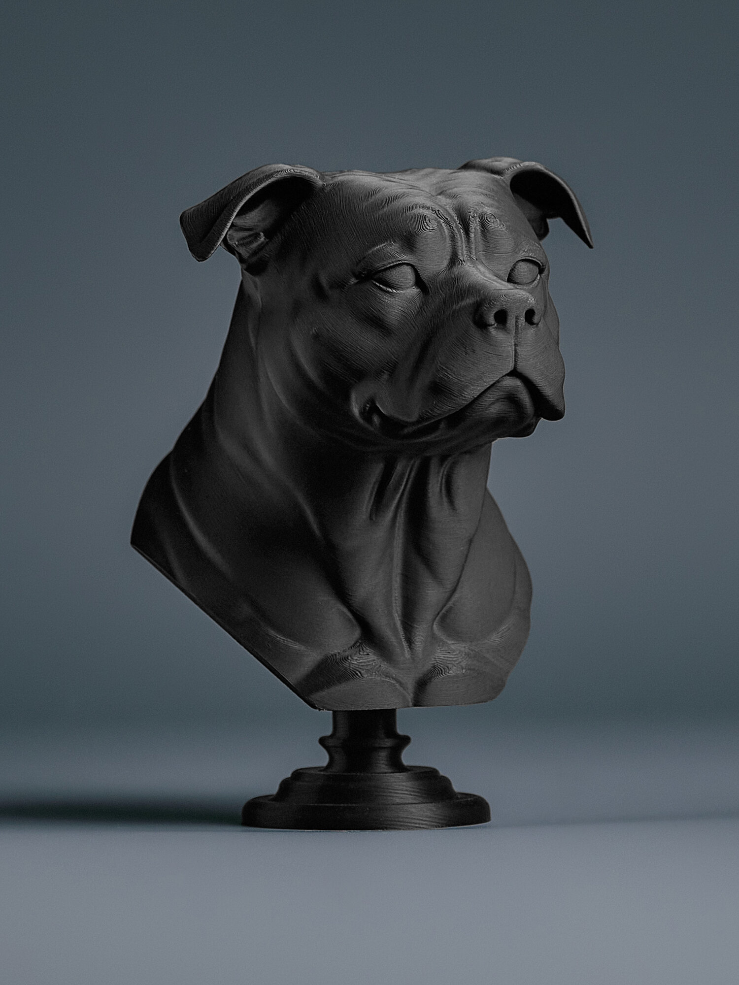 Статуэтка бюст собаки (Английский стаффордширский бультерьер). Декоративная фигурка для интерьера. 14см