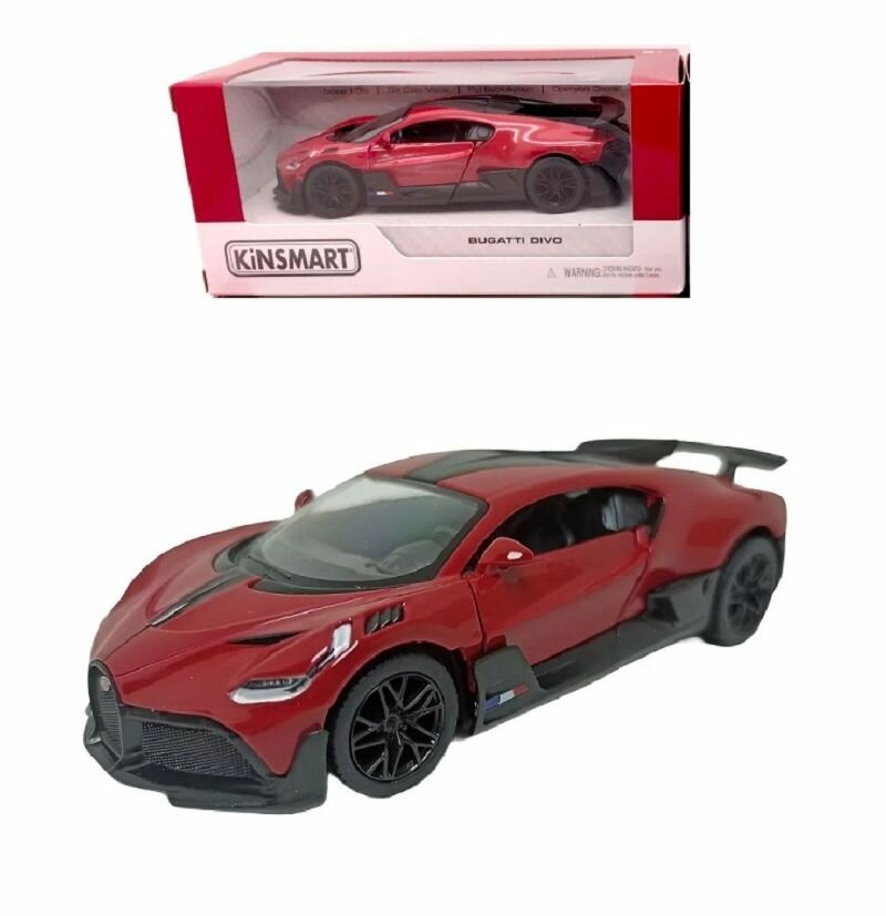 Модель машины Kinsmart "Bugatti Divo", масштаб 1:36, красная, инерционная