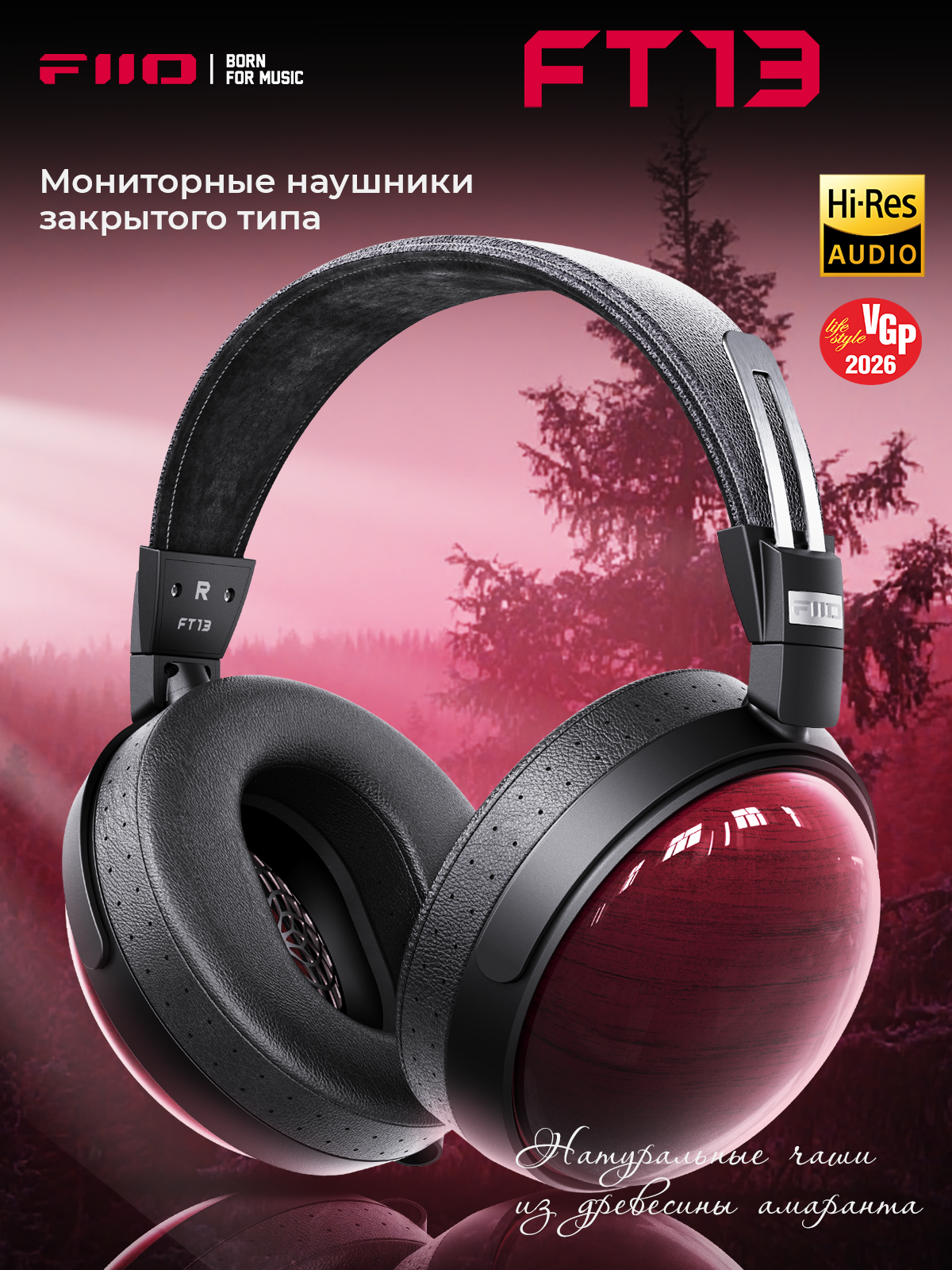 Наушники FIIO FT13 Natural, проводные, закрытого типа, полноразмерные