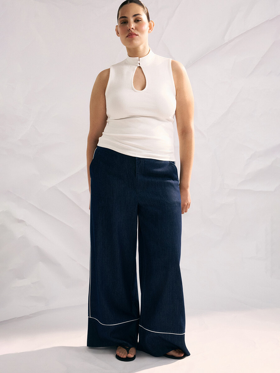 Джинсы широкие plus size 