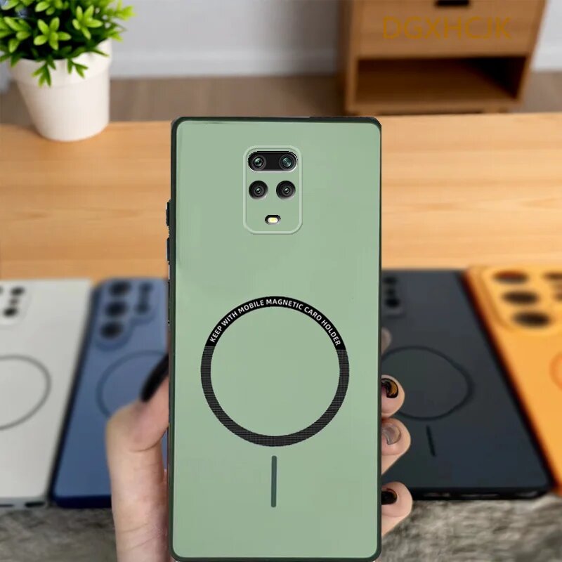 Магнитный Силиконовый Чехол Redmi Note 9 Pro XCK dark green