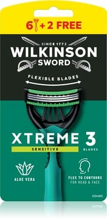 Бритва Wilkinson Sword Xtreme 3 Sensitive, одноразовый, 3 лезвия, 8 шт