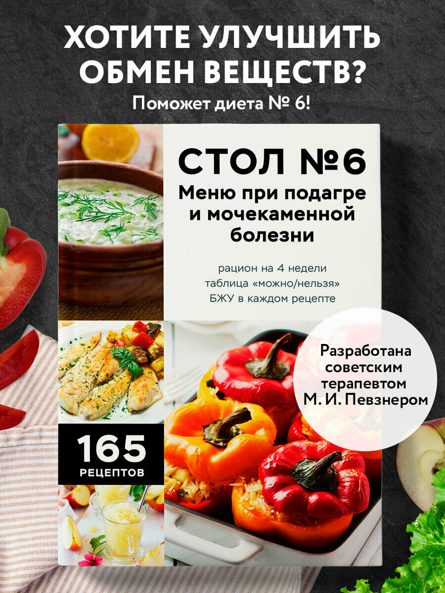 Стол №6. Меню при подагре и мочекаменной болезни. С рекомендациями специалиста