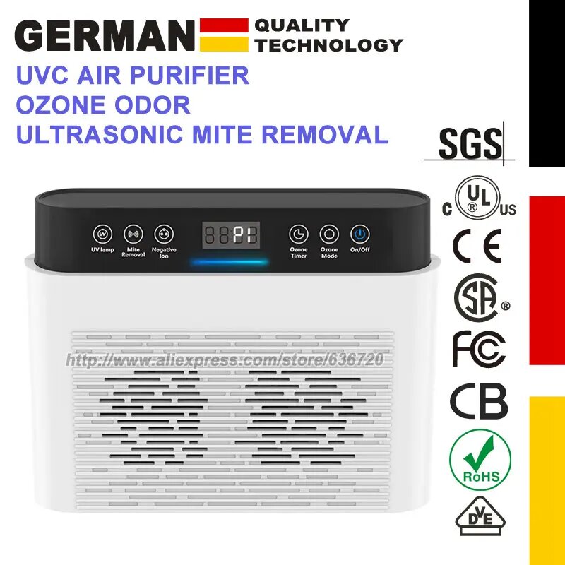 Электроочиститель воздуха с удалением запахов "Ozone Odor Eliminator" для сильных запахов, 99% дезодоризатор для кошачьего песка, удаление запаха от собачьего помета, отрицательные ионы, УФ- Свет, 3 режима - белый