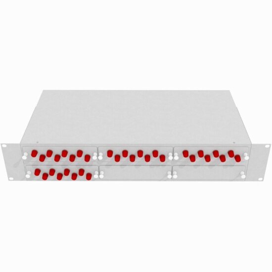 Кросс оптический стоечный Toplan 19", 36 FC/UPC адаптера, одномодовый, 2U, серый, укомплектованный,