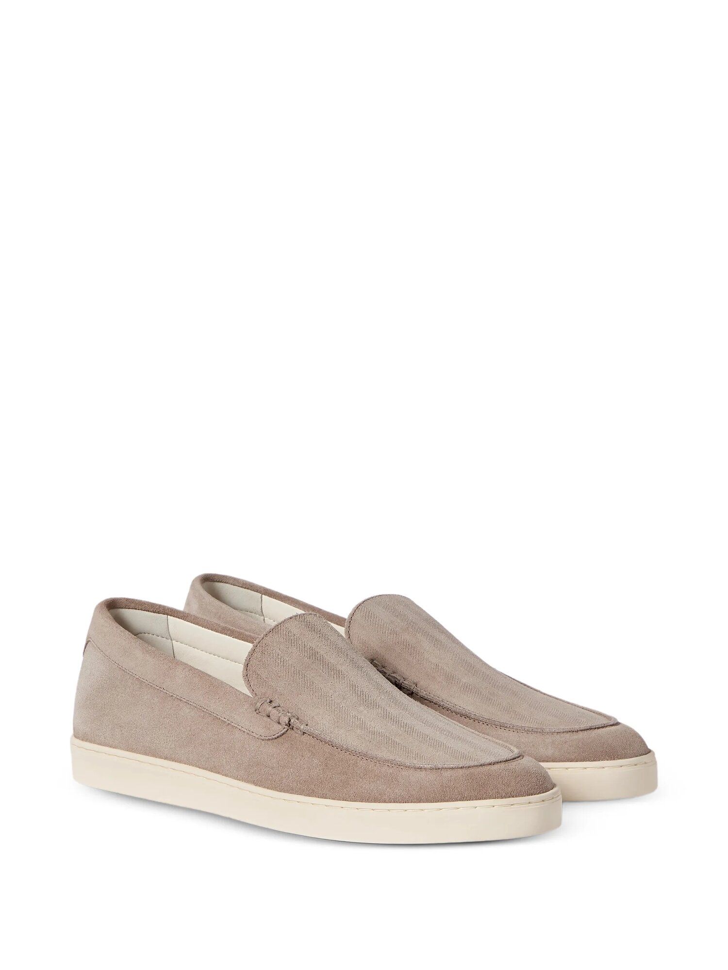 Лоферы BRUNELLO CUCINELLI Chevron-effect suede loafer sneakers, размер 45, brown — фото 1