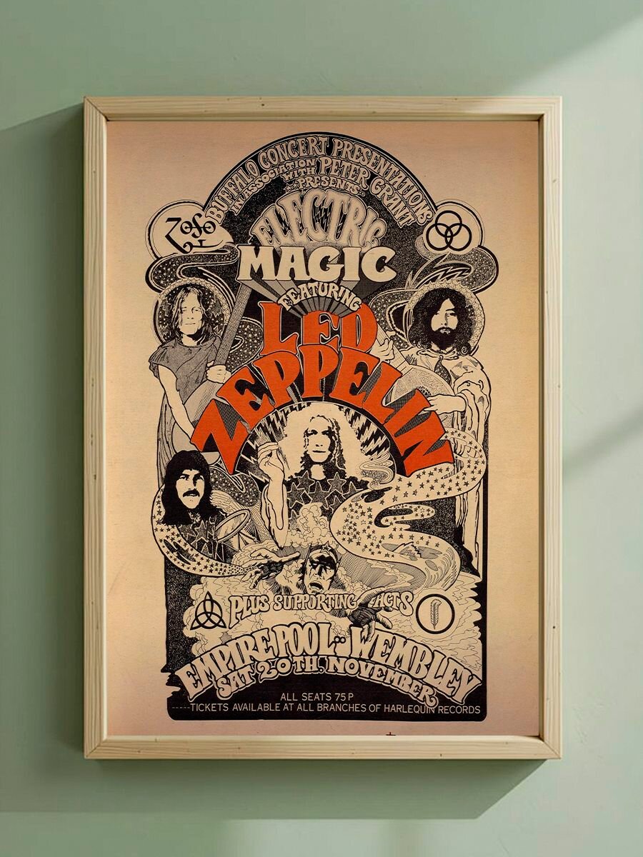 Постер, плакат на стену "Led Zeppelin Рок Группа" 42 см х 29,7 см (А3)