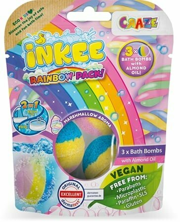 Бомбочка для ванны Craze INKEE Rainbow Multipack, разноцветный, 3 шт