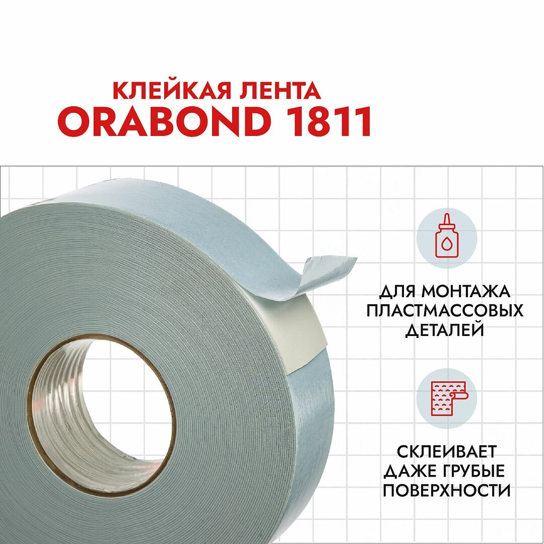 Двусторонняя клейкая лента Orabond 1811 1,0 мм*6 мм*50 м вспененная белая (Oramount 1811),