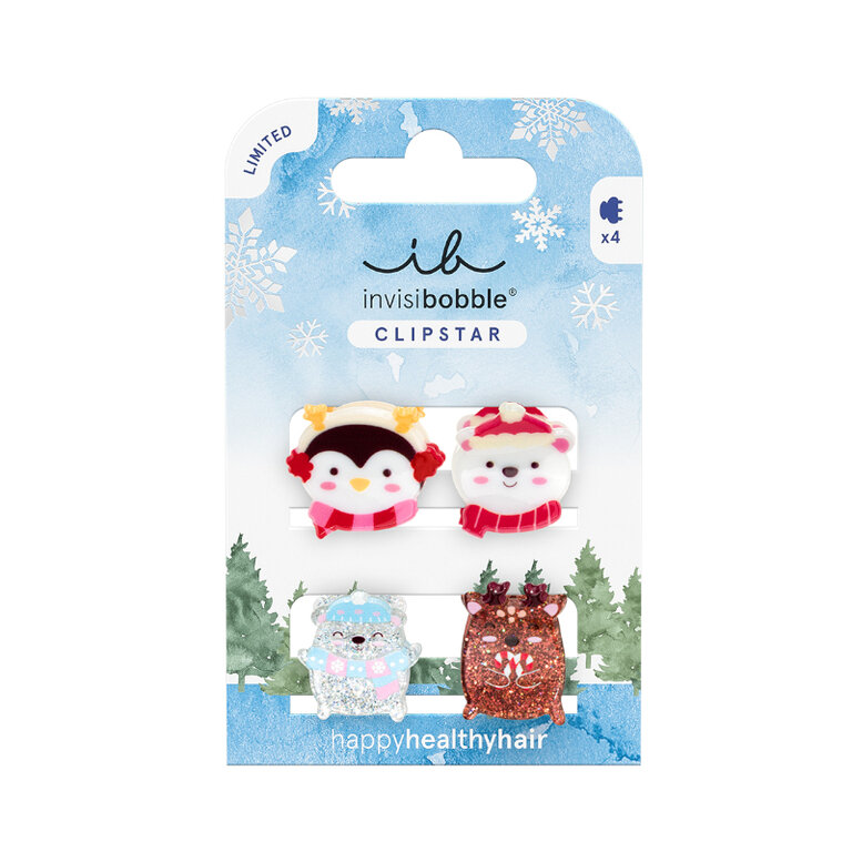 INVISIBOBBLE CLIPSTAR KIDS Cozy Snowy Friends Заколка Германия 4 шт