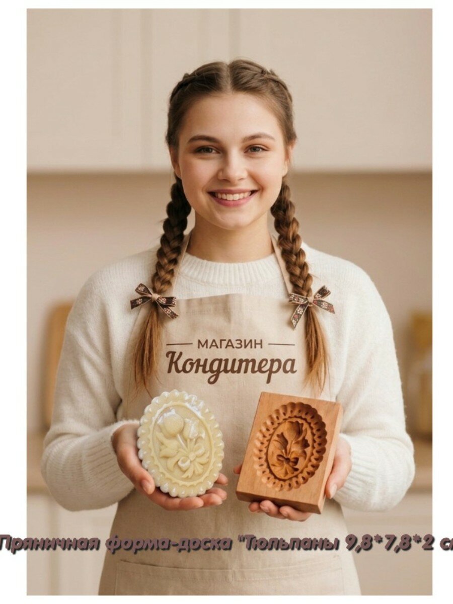 Пряничная форма-доска "Тюльпаны 9,8*7,8*2 см" для формирования пряников и печенья — фото 1
