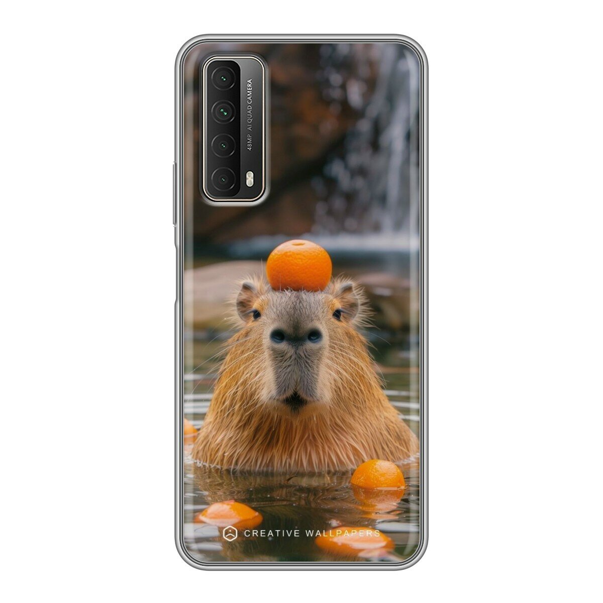 Чехол для Huawei P Smart (2021) с принтом Капибара с апельсином (Хуавей П Смарт 2021)