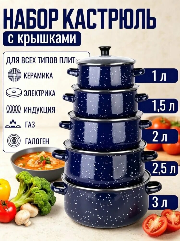 Кастрюля кухня, Углеродистая сталь, 1 л, 1,5 л, 2 л, 3 шт