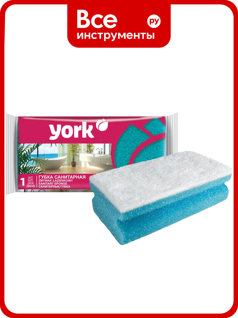 Санитарная губка YORK 030080 микрофибра прямоугольная форма для тефлонового покрытия синий цвет