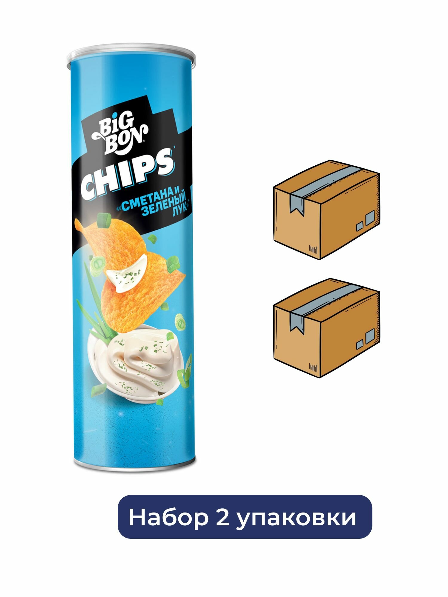 Чипсы Big Bon сметана-зеленый лук, 130г х 24шт.