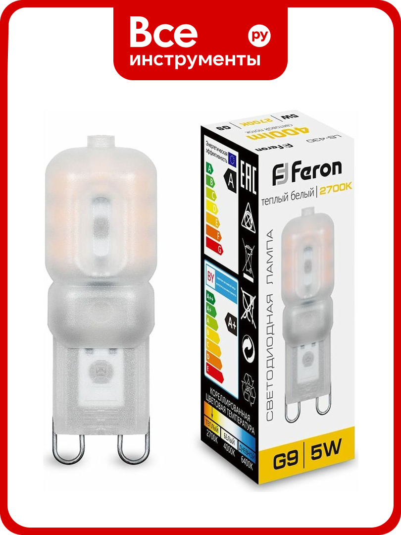 Светодиодная лампа G9 5W 2700K FERON LB-430 25636