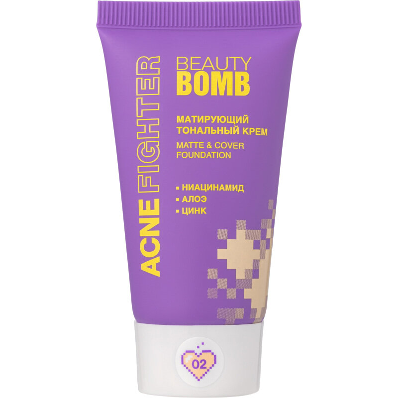 Тональный крем Beauty Bomb Matte & cover foundation "Acne Fighter" тон/Shade 02