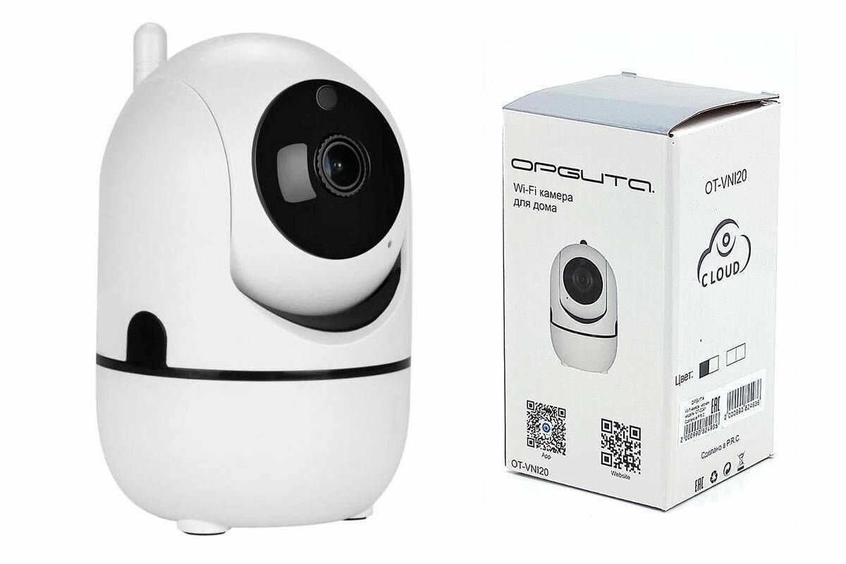 IP-камера Орбита OT-VNI20 S291, поддержка Wi-Fi, поворотная, IP65, 1920х1080, белая