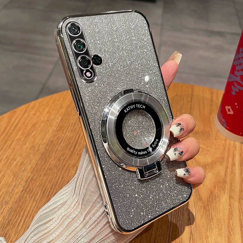 Прозрачный силиконовый чехол с электропокрытием для Huawei nova 5 Pro, изысканное серебро с блестками, защита от царапин