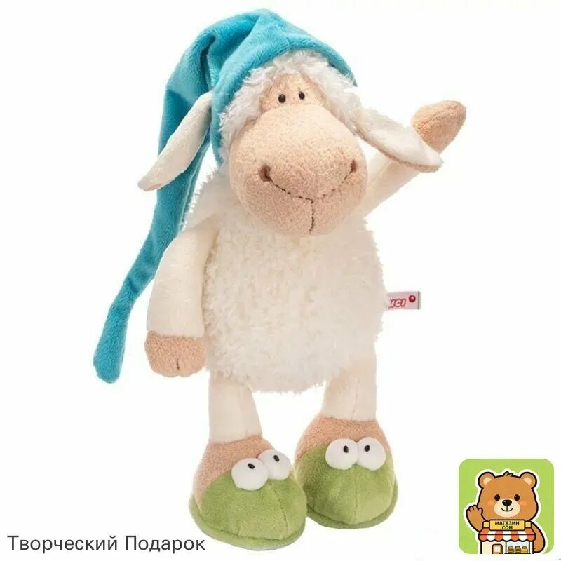 Мягкая игрушка "Сонная овечка" - веселый и комфортный подарок для детей и младенцев, размером 25 см.