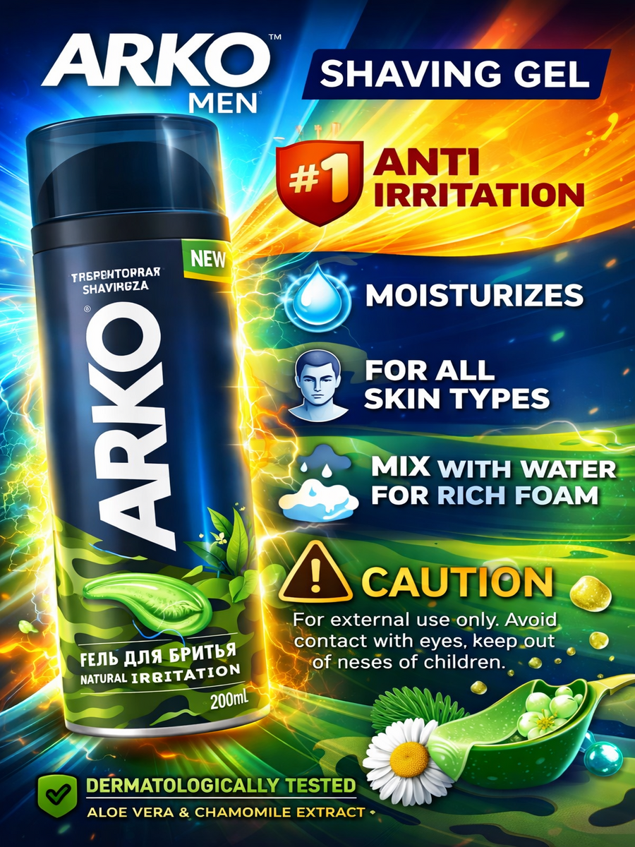 Гель для бритья Arko Men Anti-Irritation против раздражения, 200мл