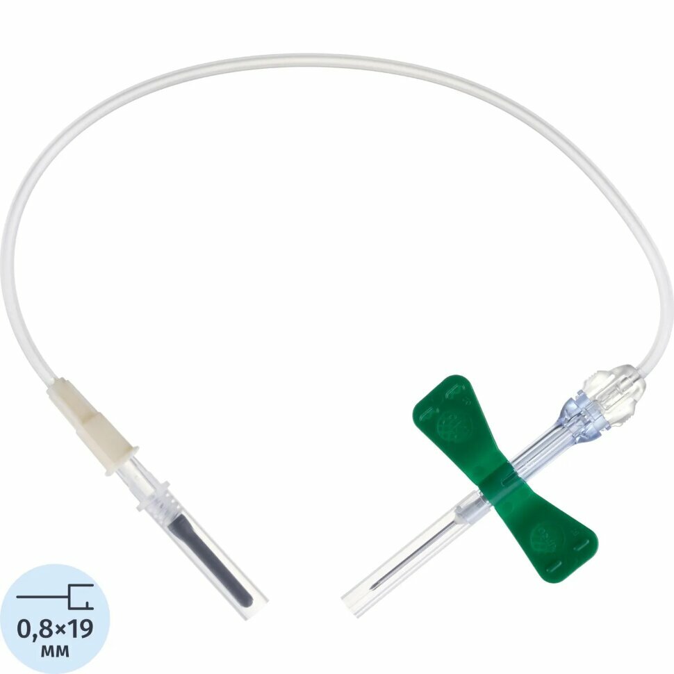 Игла-бабочка 21G 19см зел. с луер-адапт. VACUETTE Safety 450081V1 90шт/уп, 2055374
